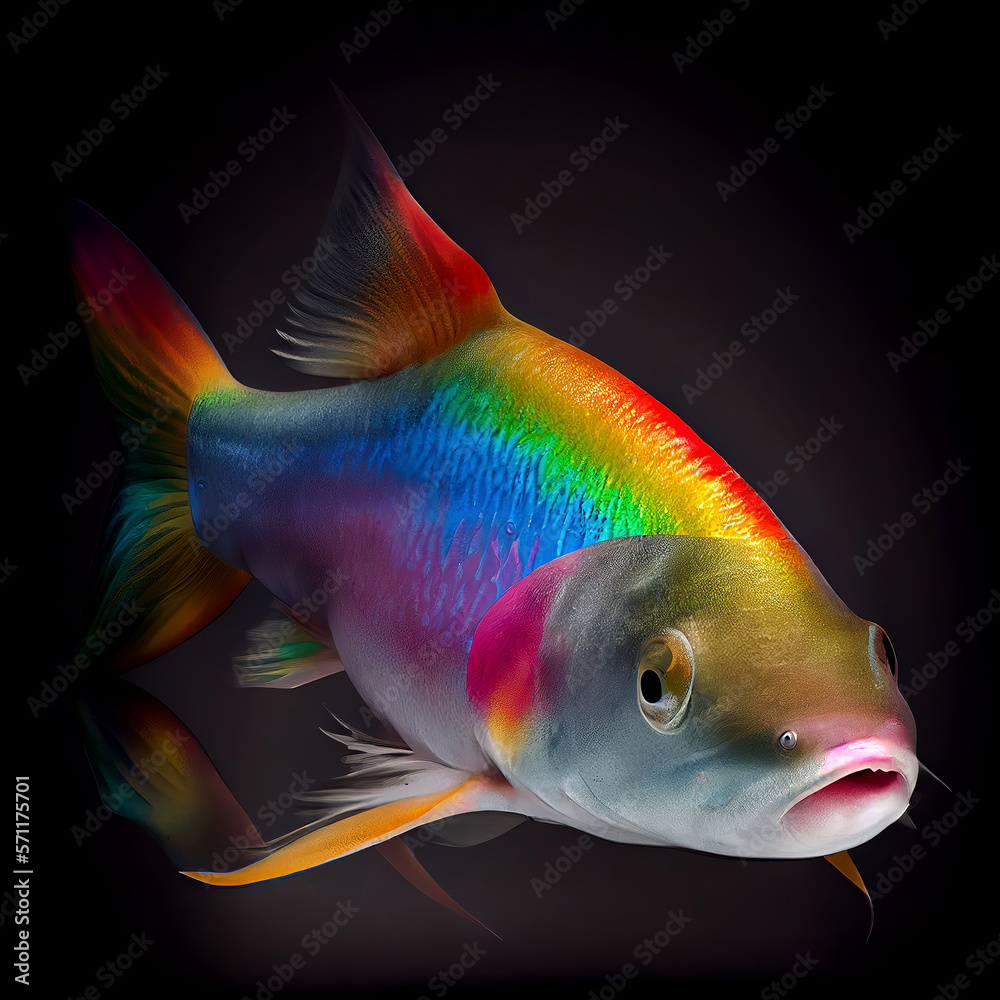Studio portrait of rainbow shark fish as animal portrait (Generative AI ...