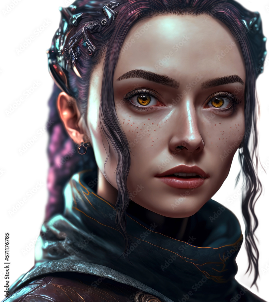 Pretty girl for metaverse or cyberpunk in a futuristic suit, without ...