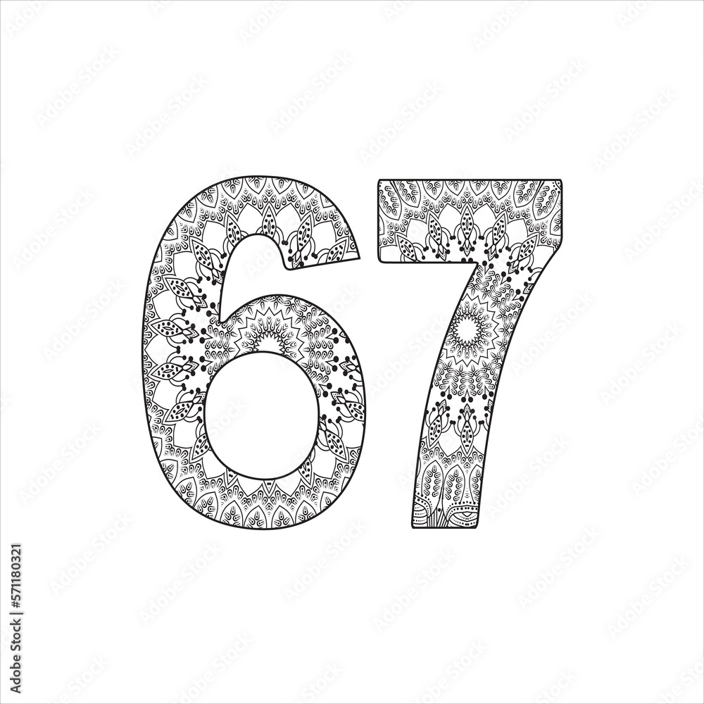Vector mandala number coloring page for kids and adult Stock Vector ...