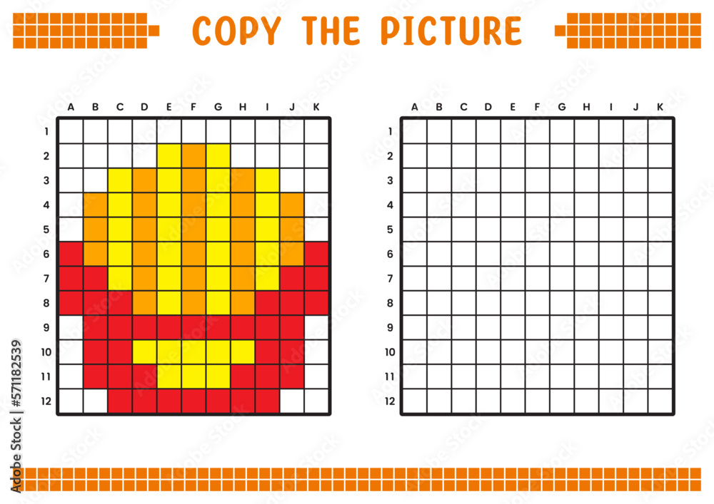Copy the picture, complete the grid image. Educational worksheets ...