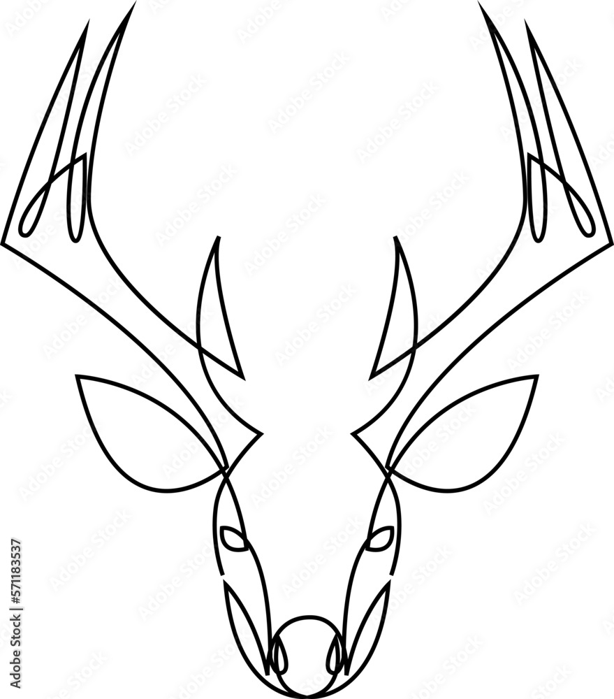 One line deer design silhouette. Hand drawn minimalism style vector ...
