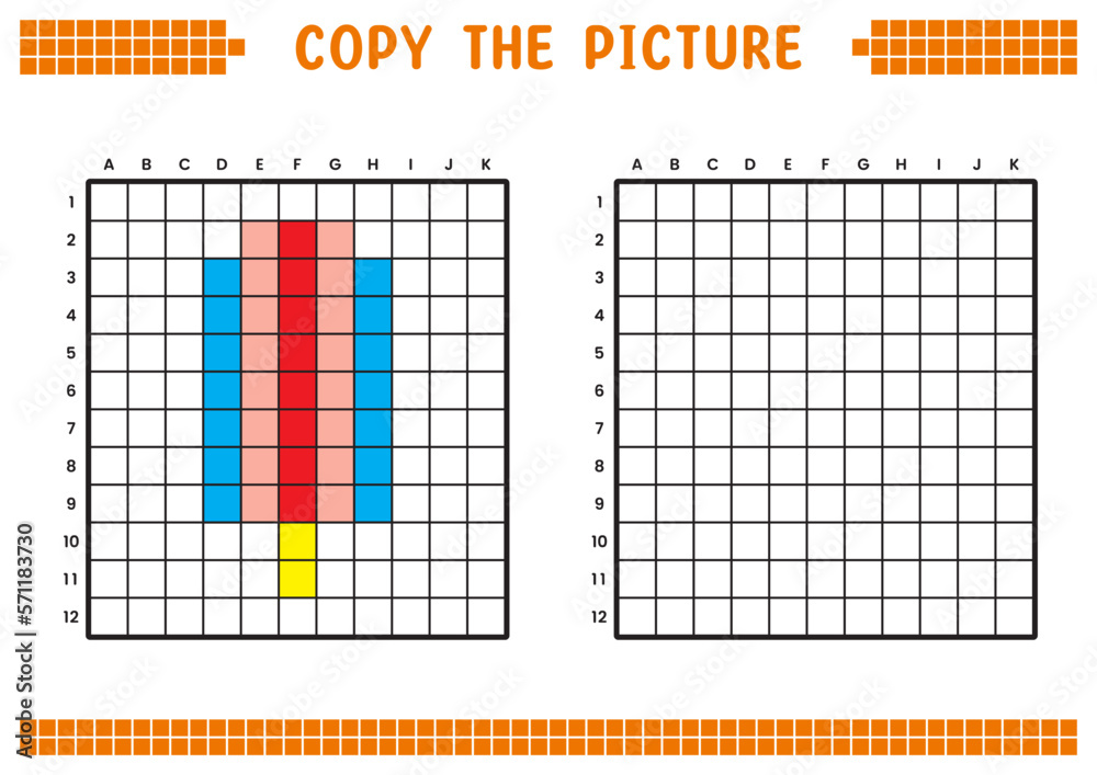 Copy the picture, complete the grid image. Educational worksheets ...