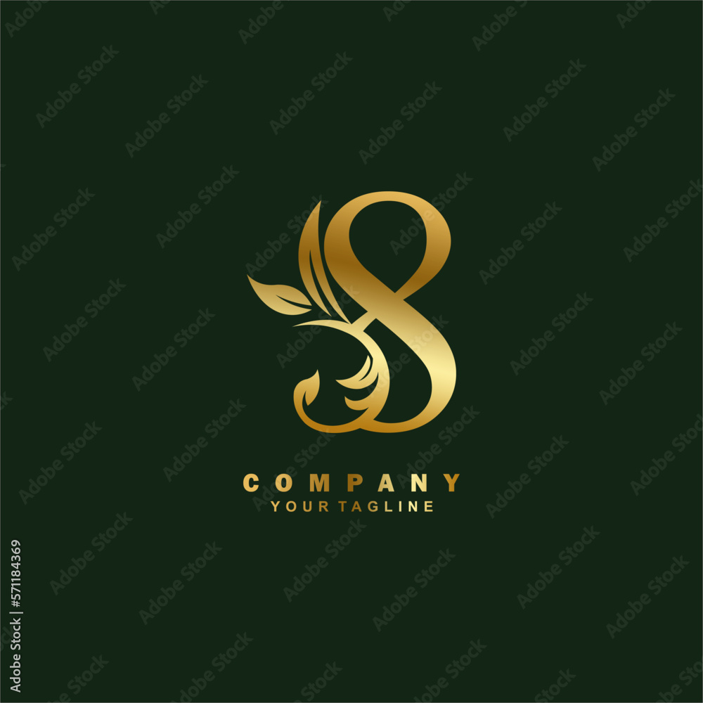 luxury golden number 8 logo design with beautiful ornament. suitable ...