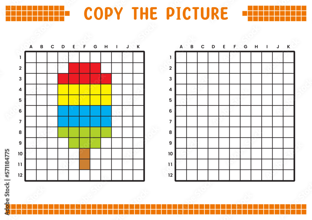 Copy the picture, complete the grid image. Educational worksheets ...