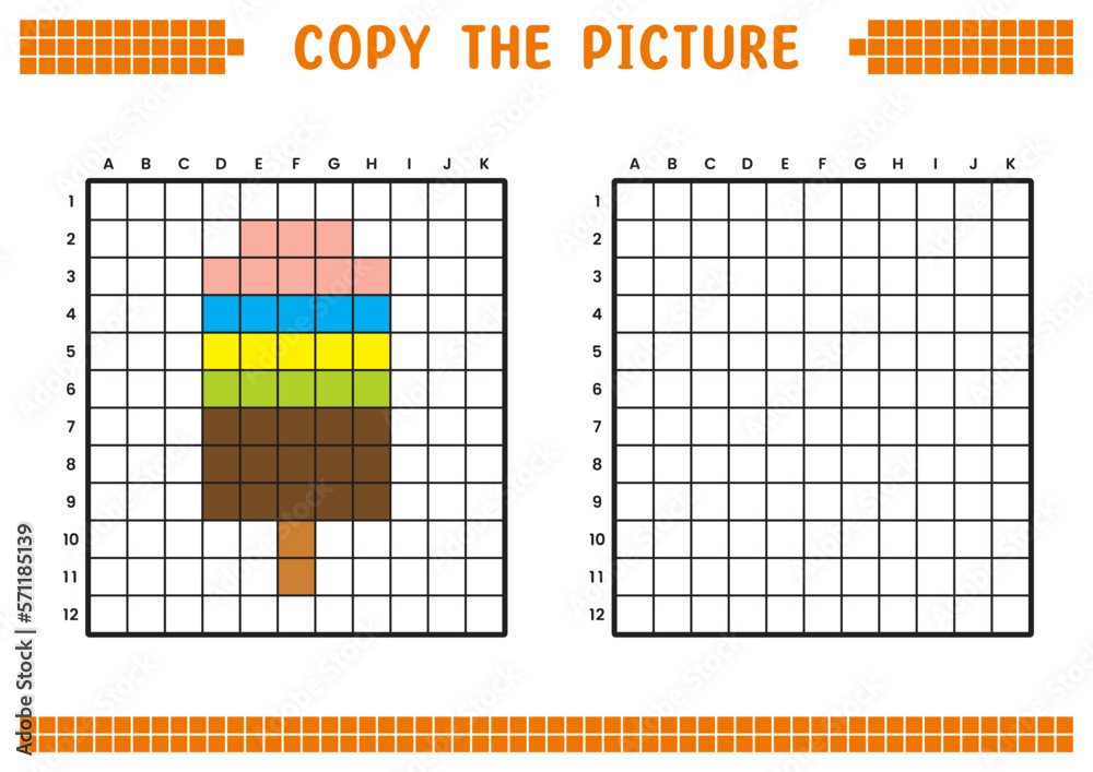 Copy the picture, complete the grid image. Educational worksheets ...