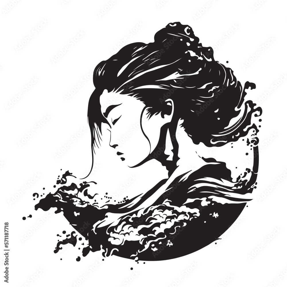 Abstract vector illustration of a beautiful woman. Female silhouette ...