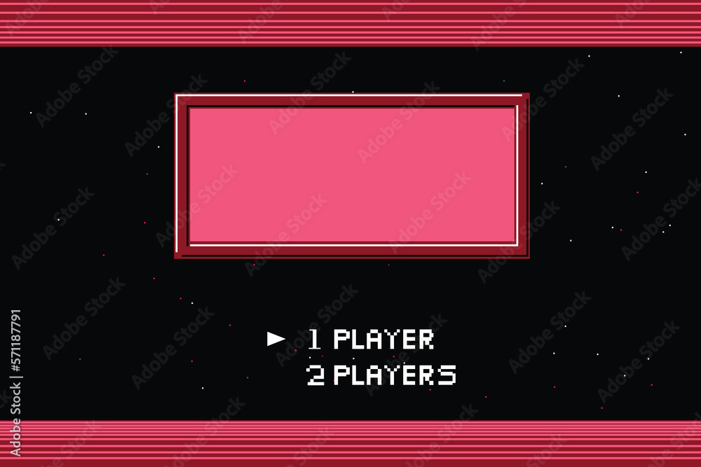 Retro 8 bit game screen background. Start new game. Stock Vector ...