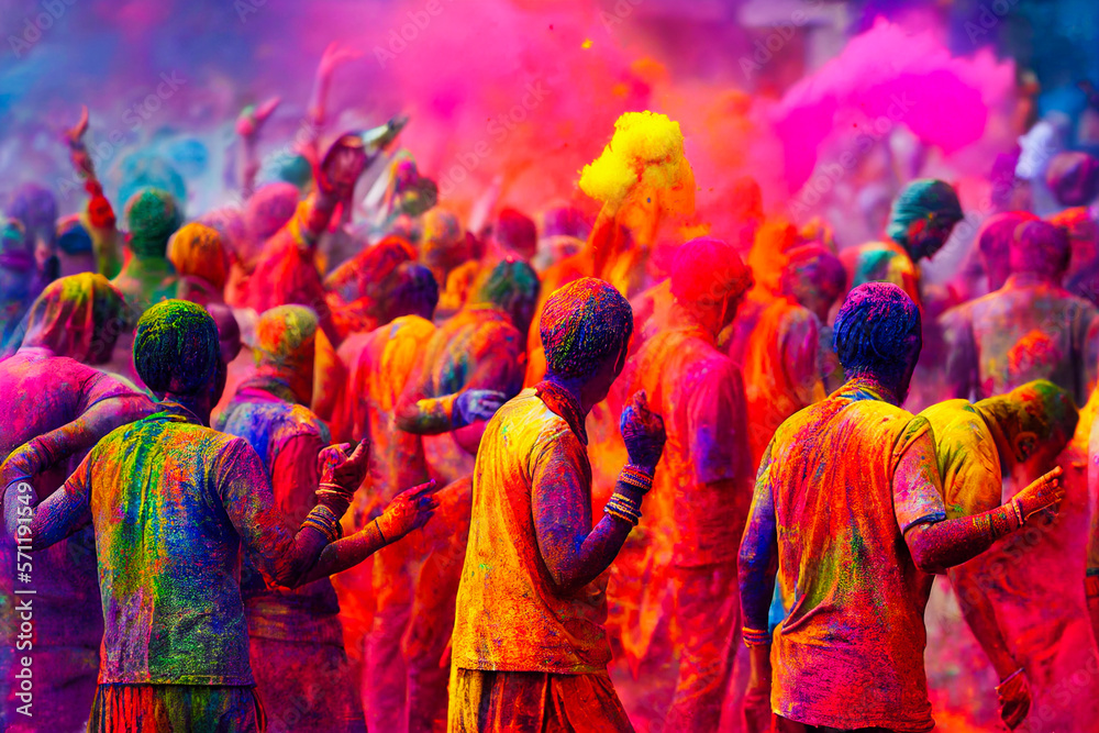 Indian colored Holi Festival in the spring, Generative AI Art ...