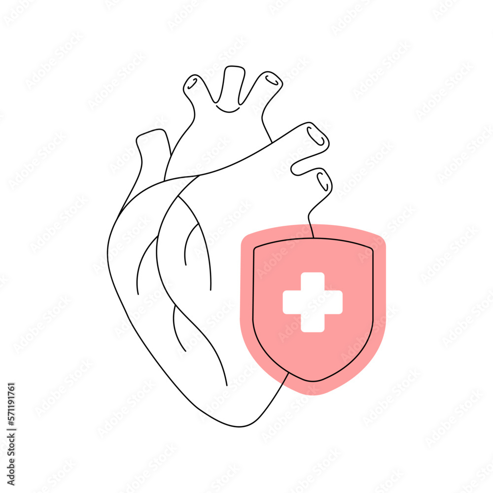 Heart attack prevention healthcare collection. Vector linear art ...