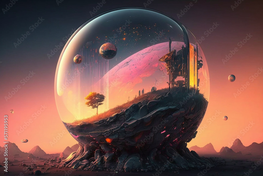 Futuristic scenery with 3D elements, featuring advanced buildings and ...