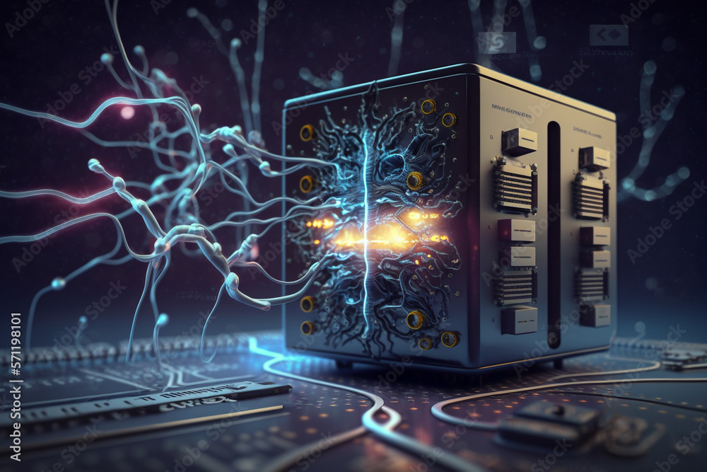 Neural network with glowing bioluminescence. The image represents the ... Neural network with glowing bioluminescence. The image represents the ...