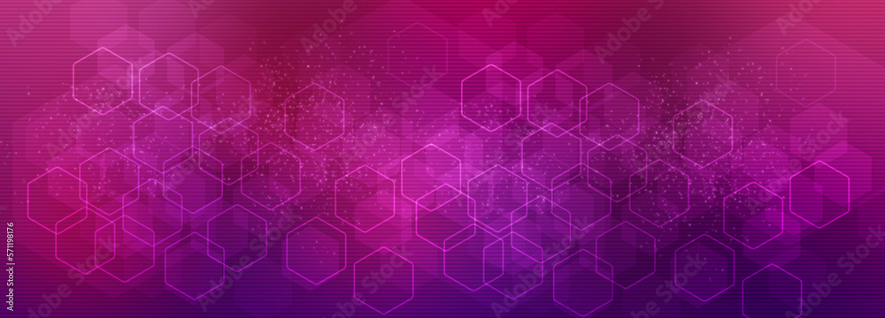 Cyan purple ultraviolet hi-tech hexagon metaverse web3 digital ...