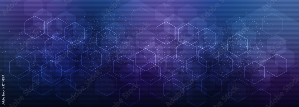 Cyan purple ultraviolet hi-tech hexagon metaverse web3 digital ...