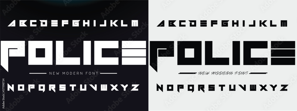 POLICE Sports minimal tech font letter set. Luxury vector typeface for ...