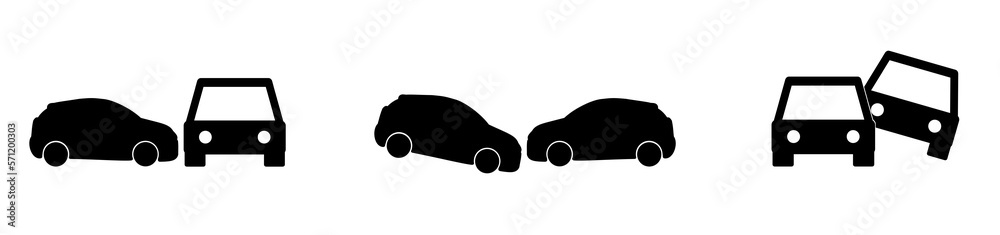 Set of realistic car accidents icon used for traffic rules and other ...
