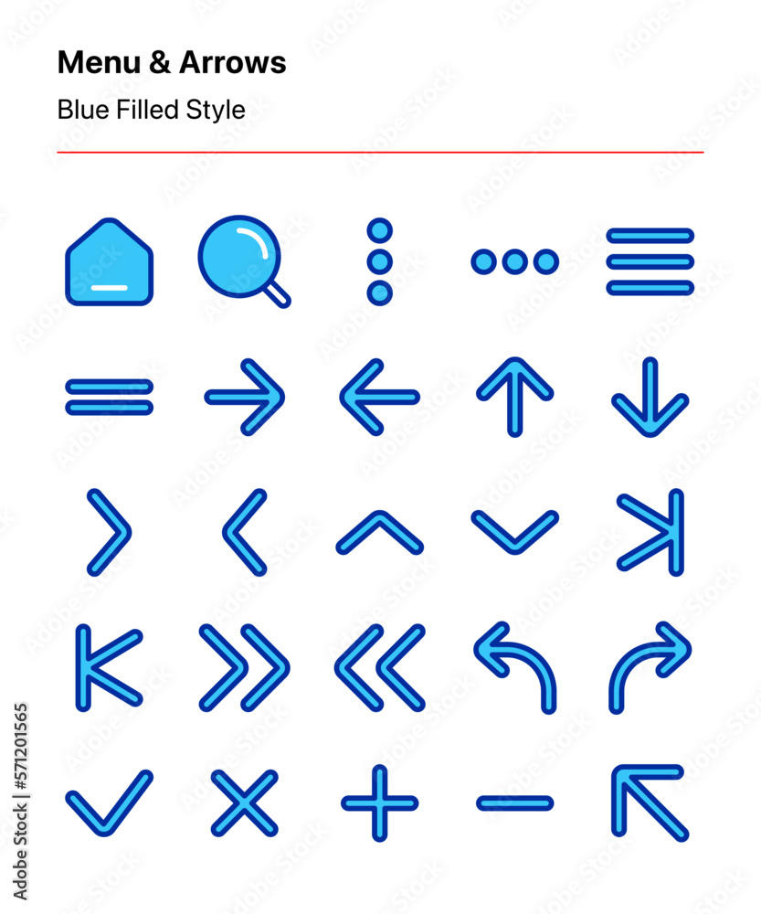 Customizable menu and arrow icons for navigation, pointer, ornament, or ...