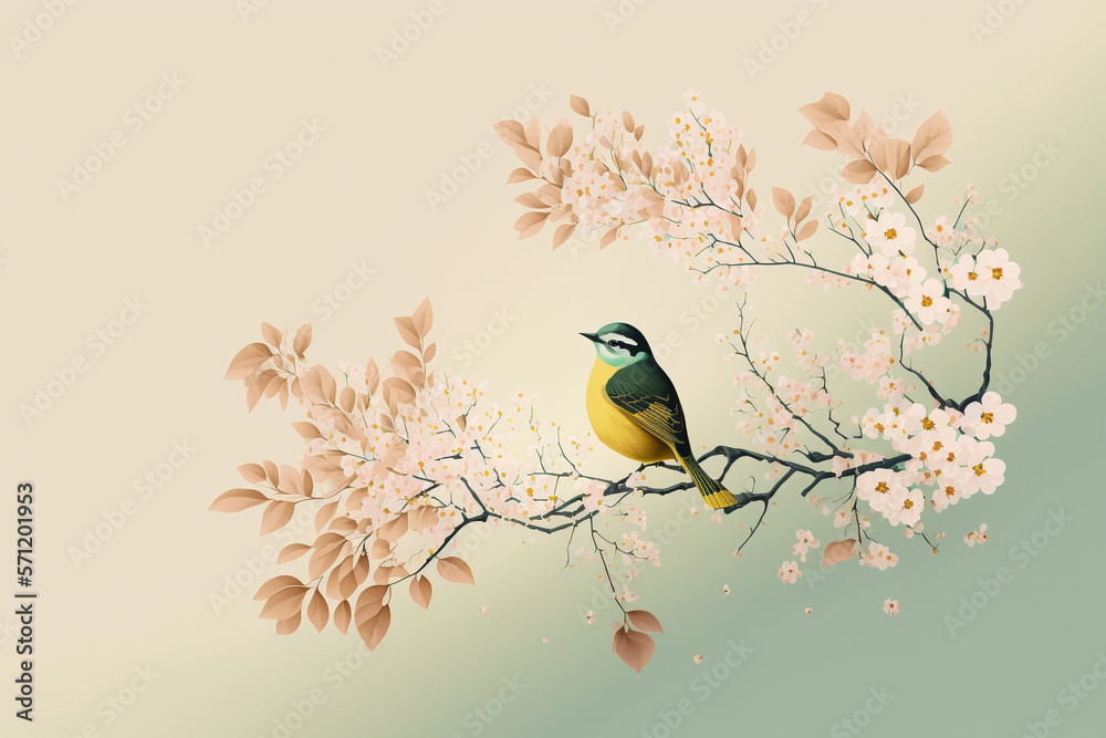 Minimalist spring background with pastel colors and springtime elements ...
