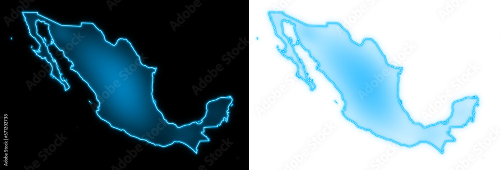mexico map blue glow futuristic transparent background Stock ...