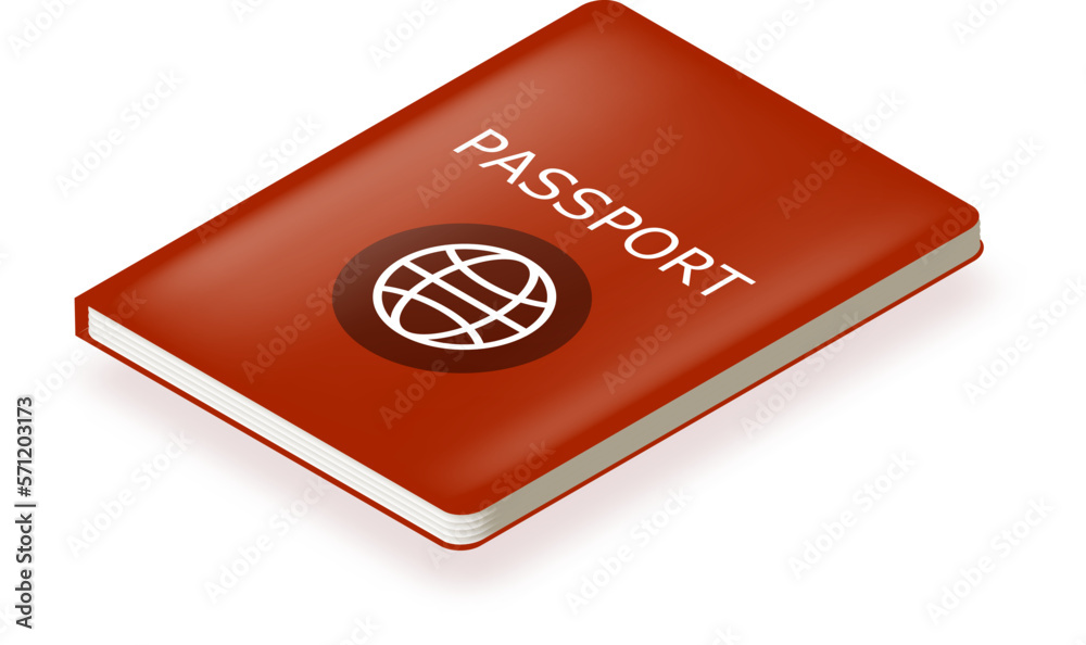 Vector Red International Passport Cover Design Template Isolated On