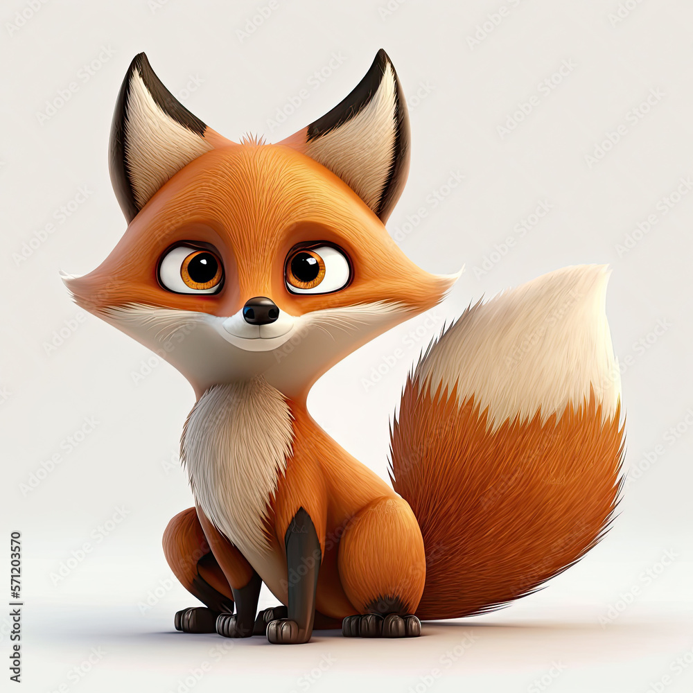 Cartoon fox isolated on white background - Created with generative AI ...