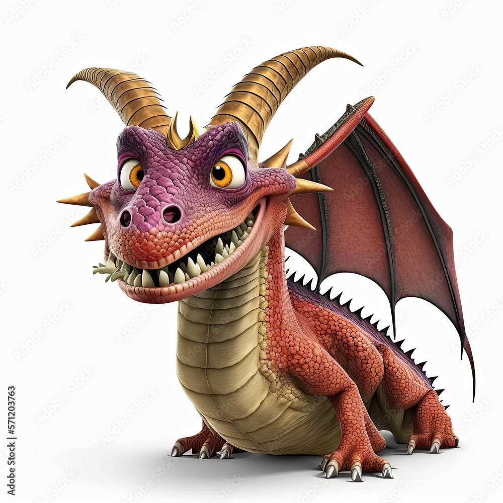 Cartoon Red Dragon isolated on white background - Created with ...