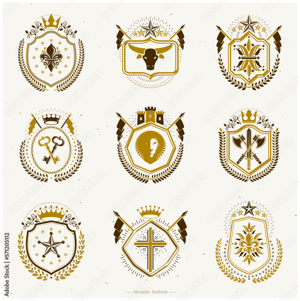 Vector vintage heraldic Coat of Arms designed in award style. Medieval ...