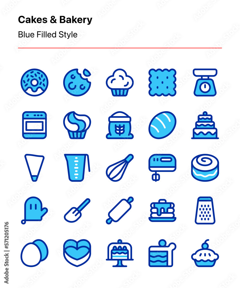 Customizable set of cakes and bakery icons covering the products ...