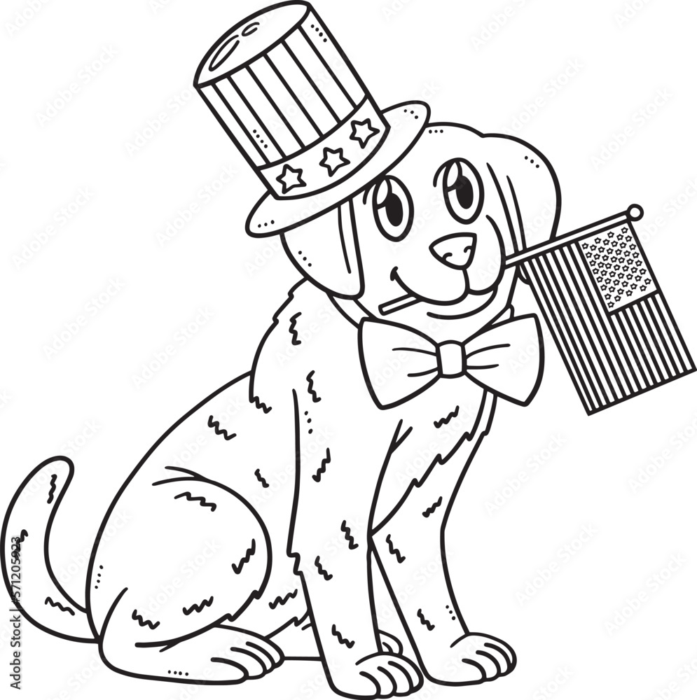 Patriotic Puppy Isolated Coloring Page for Kids Stock Vector | Adobe Stock