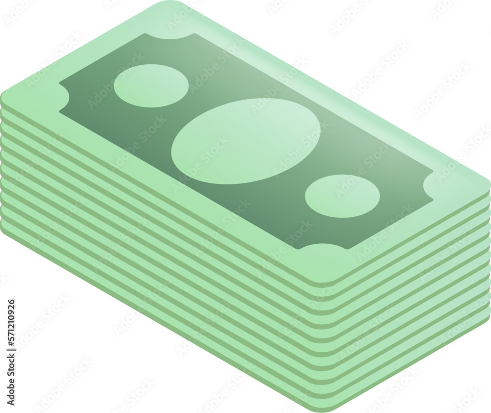 Vector green paper dollars banknote stack isolated on white background ...