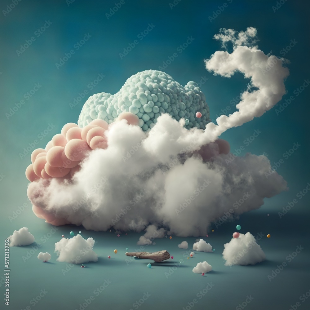 cloud from which chewing gum rain falls. fairy tale concept,futuristic ...