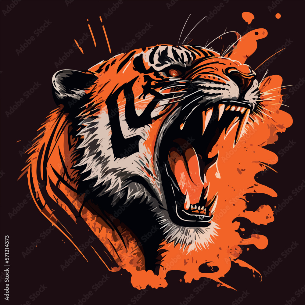 Roaring Tiger Head Vector
