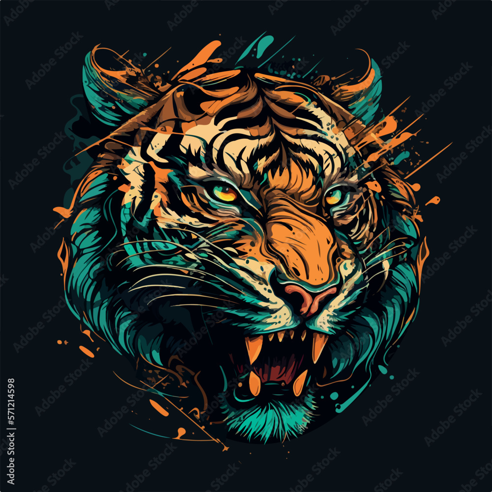 Roaring tiger head vector illustration Stock Vector | Adobe Stock