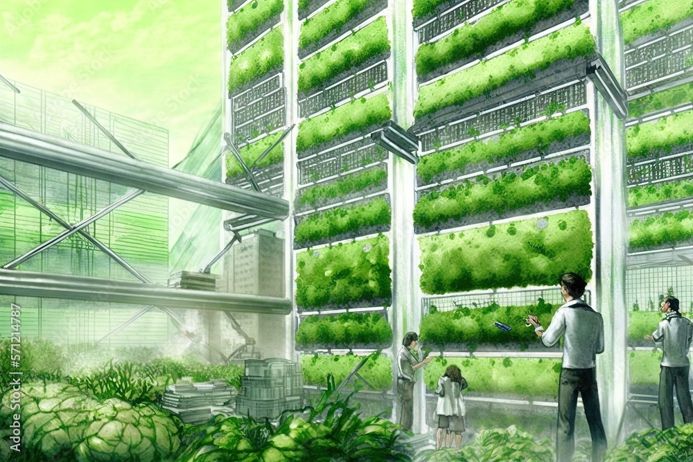 Vertical Farming System Large Scale High Tech That Use Hydroponic And Aeroponic Techniques To