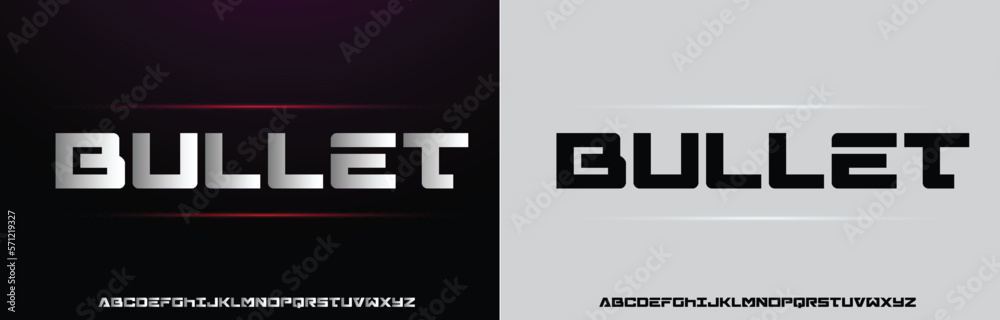 Bullet, Game Sport Movie Alphabet Font. Typography modern regular style ...