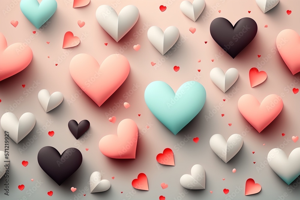 Heart Background, hearts of different shapes and colors for a greeting ...