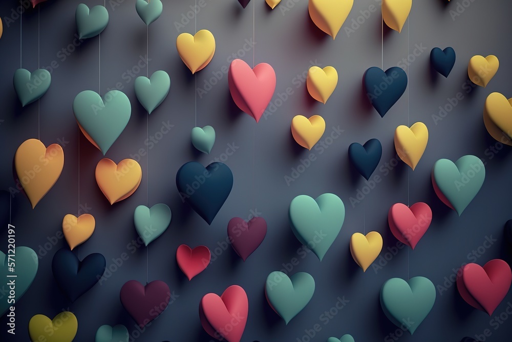 Heart Background, hearts of different shapes and colors for a greeting ...