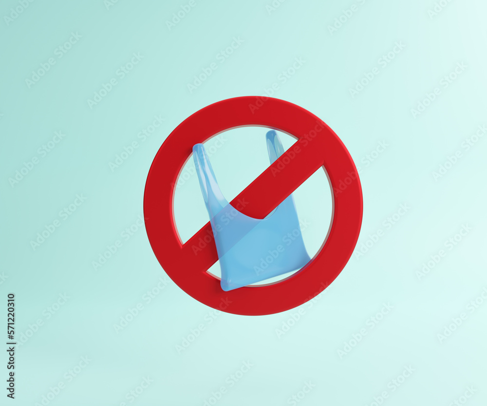 Stop plastic concept, Say no to plastic bag. 3d Styled images with ...