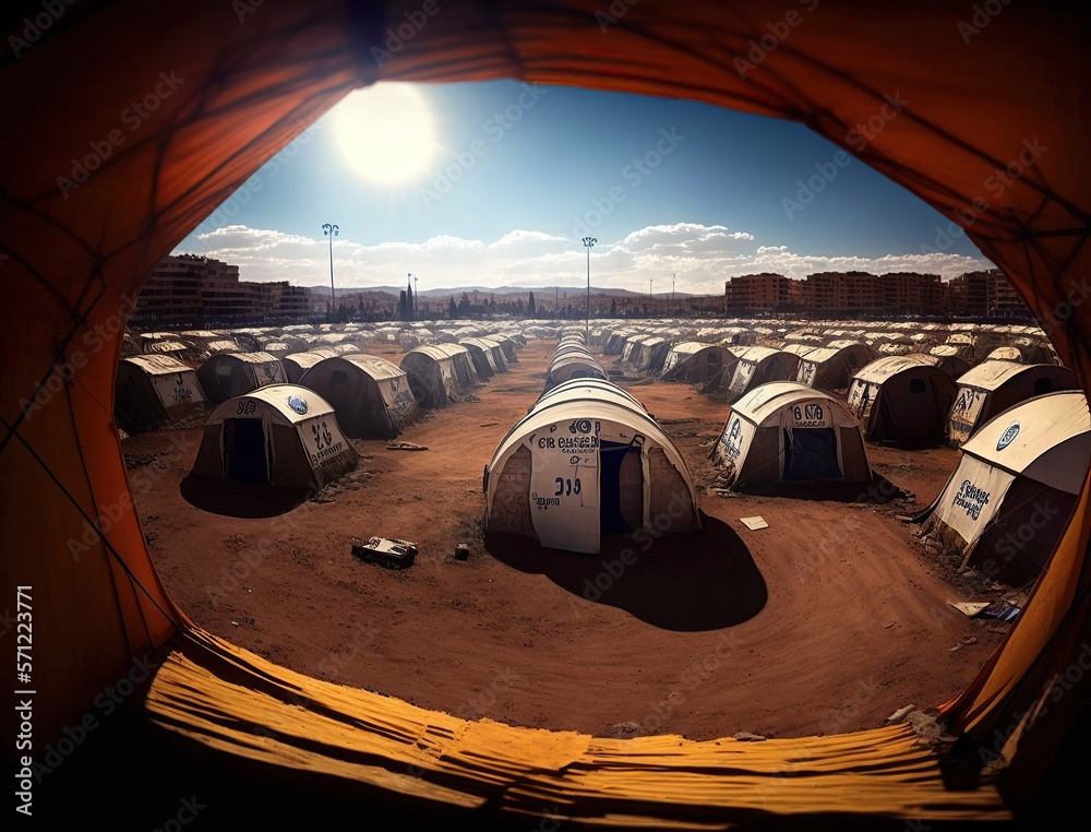 Refugee camp for homeless people after natural disasters or war ...