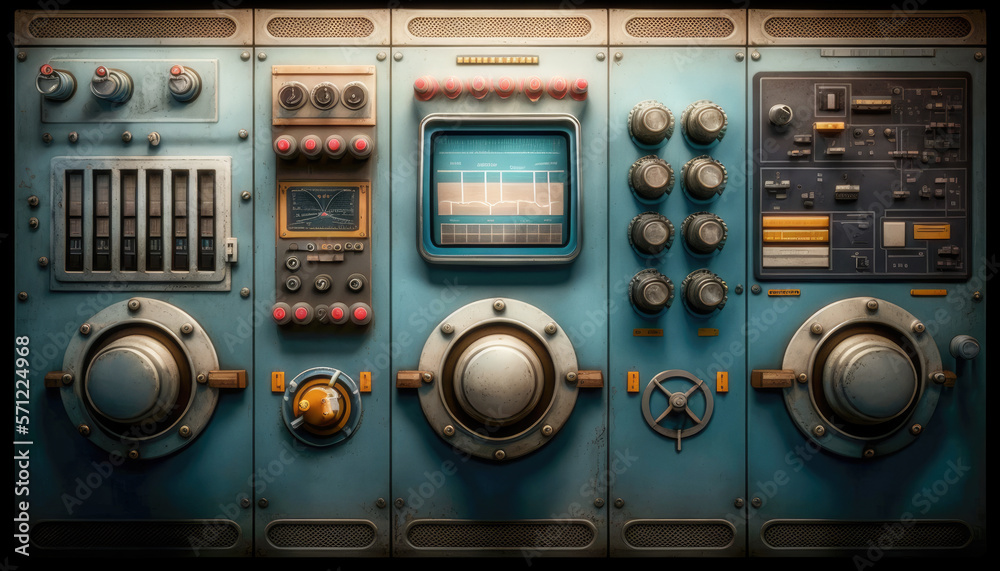 Vintage Equipment Control Panel. Generative AI Stock Illustration ...