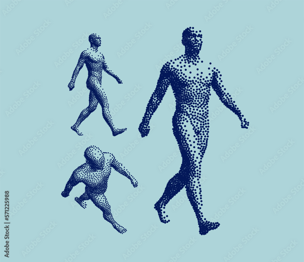 Abstract man stepping forward. Human body from different angles. One ...
