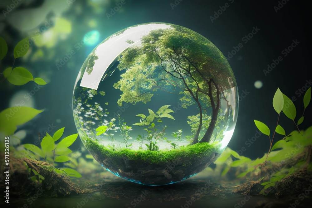 World environment and earth day concept with glass globe and eco ...