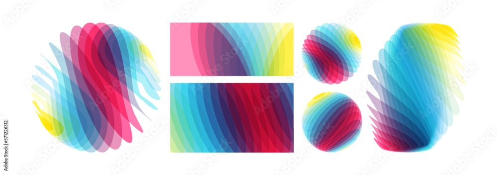 Set of spheres. Abstract wavy background with dynamic effect. Modern screen design for mobile ...