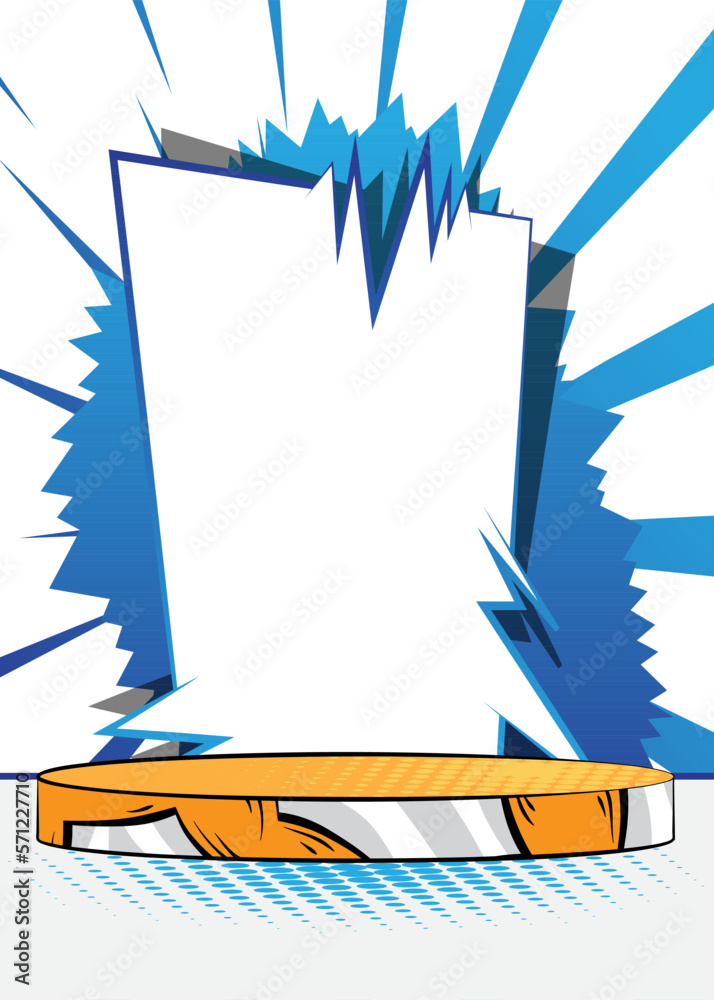 Comic Book abstract podium stage platform. Comics product scene ...