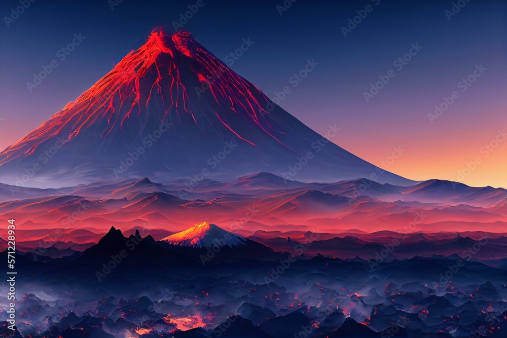 Generative AI illustration of Mount Doom volcano in Mordor Stock ...