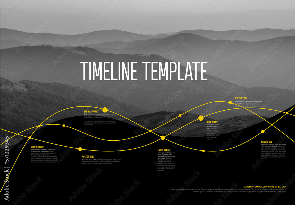 Minimalistic timeline template with photo landscape placeholder and ...