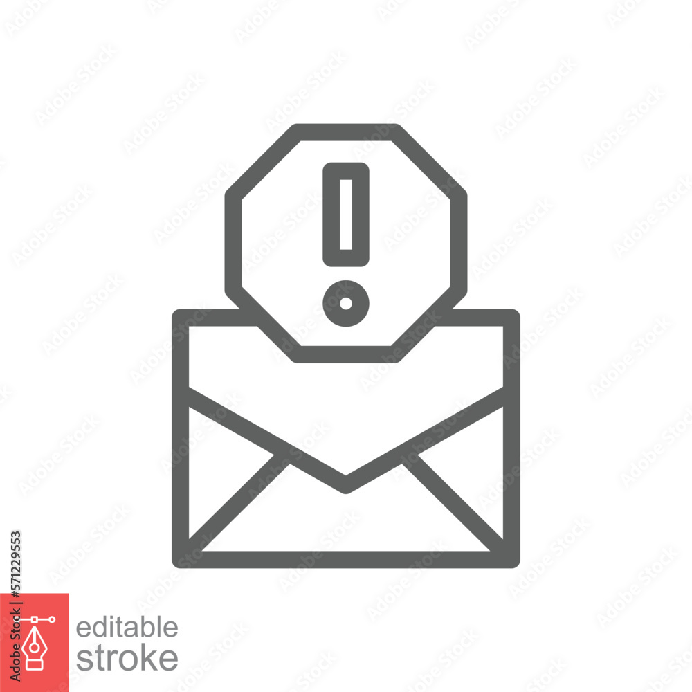 Warning alert message icon. Simple line style for web template and app ...