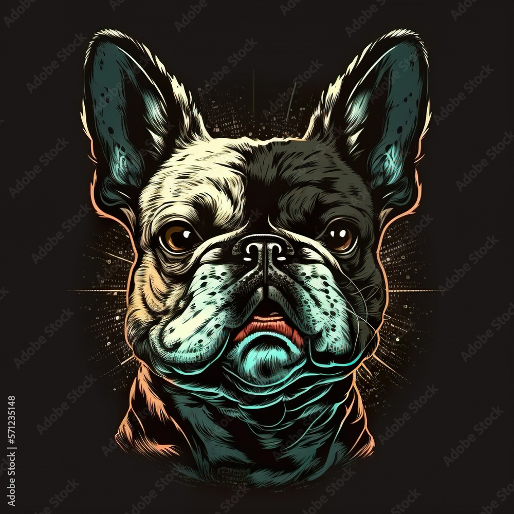 Angry french bulldog logo. Bulldog head image in cartoon style ...