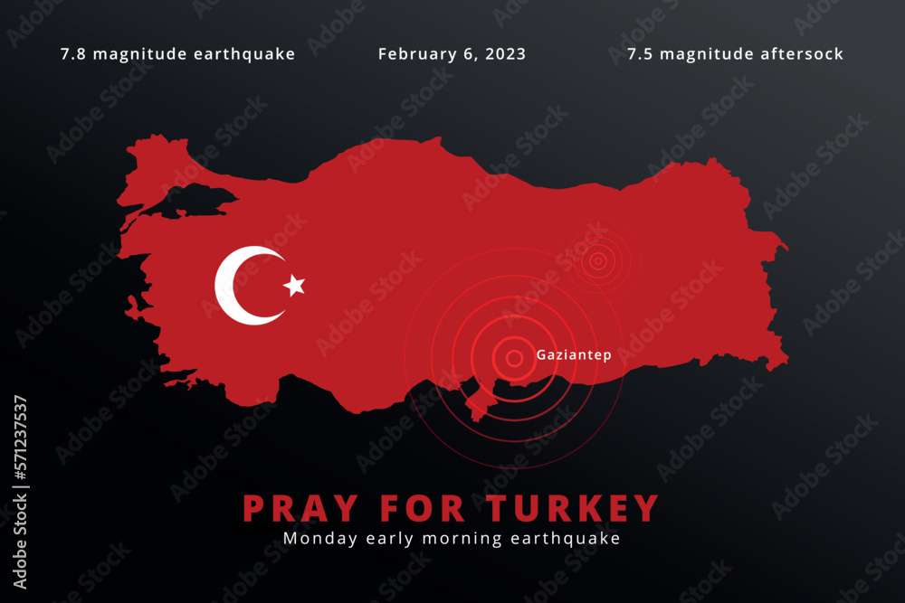 Turkey earthquake. Pray For Turkey, Türkiye. Centerline map of affected ...