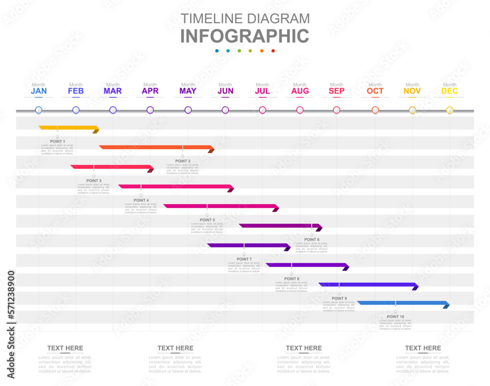 Infographic business template. 12 Months modern Timeline diagram ...