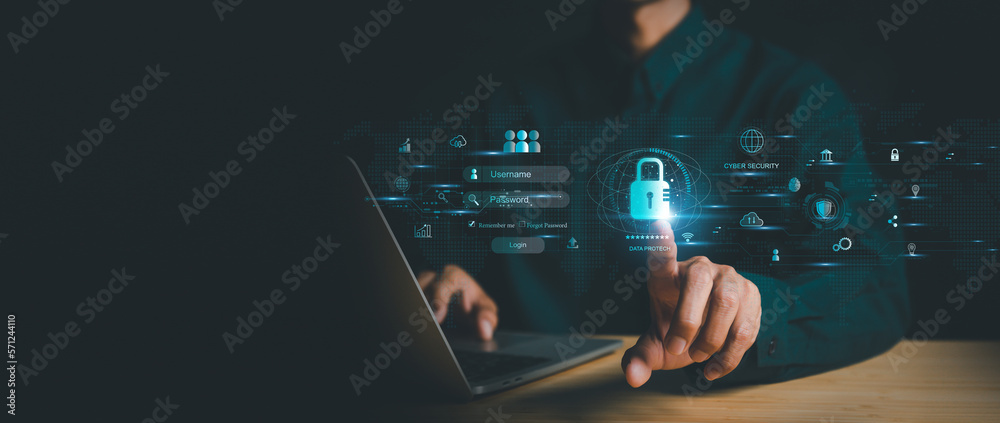 Foto de User authentication system with username and password, cybersecurity concept,global ...